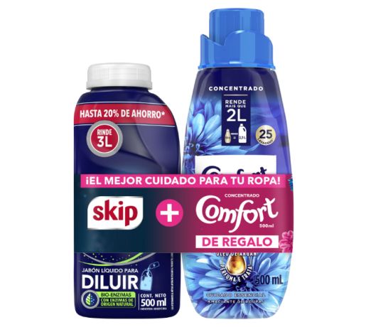 Pack Jabón Líquido Skip Diluible 500 Ml + Suavizante Comfort ...